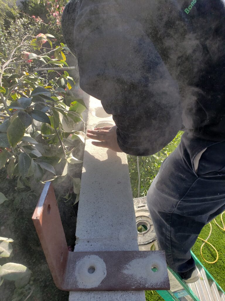 Wood Fence Atop Hollow Concrete Block Wall Built Correctly in the Los ...